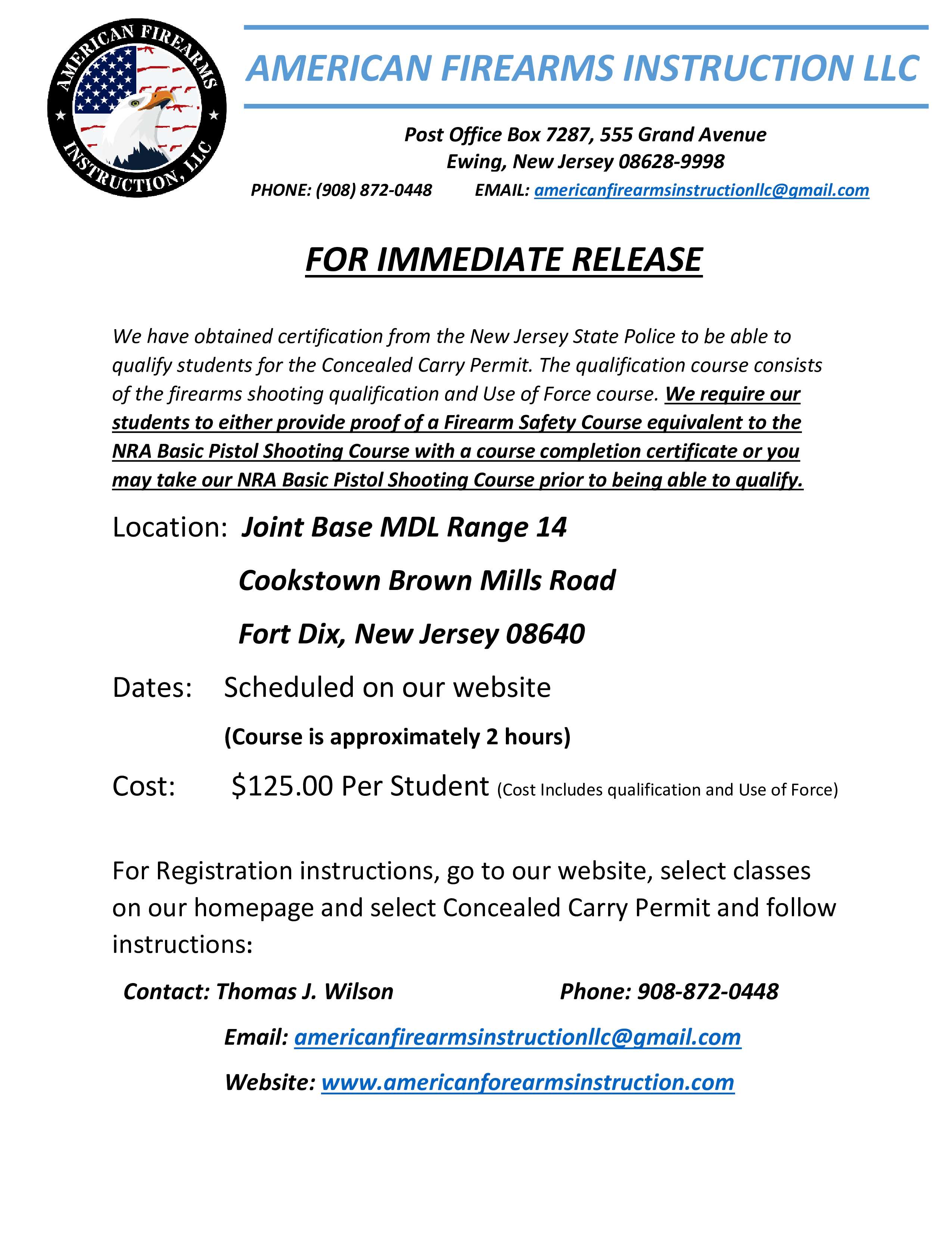 American-Firearms-Instruction-Course-Flyer-for-Concealed-Carry-Permit ...