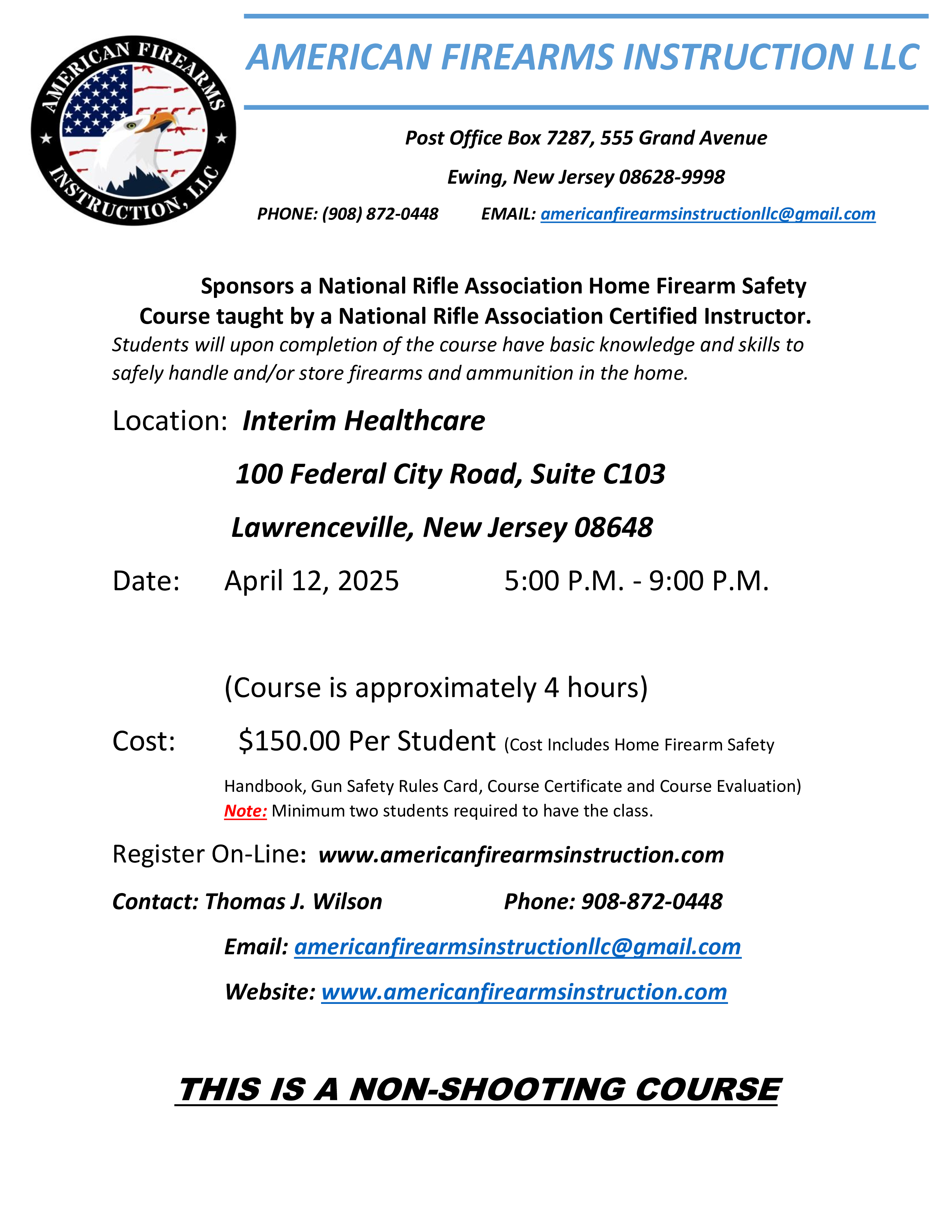 ANNOUNCEMENT: 2ND QUARTER COURSES SCHEDULED: – American Firearms ...
